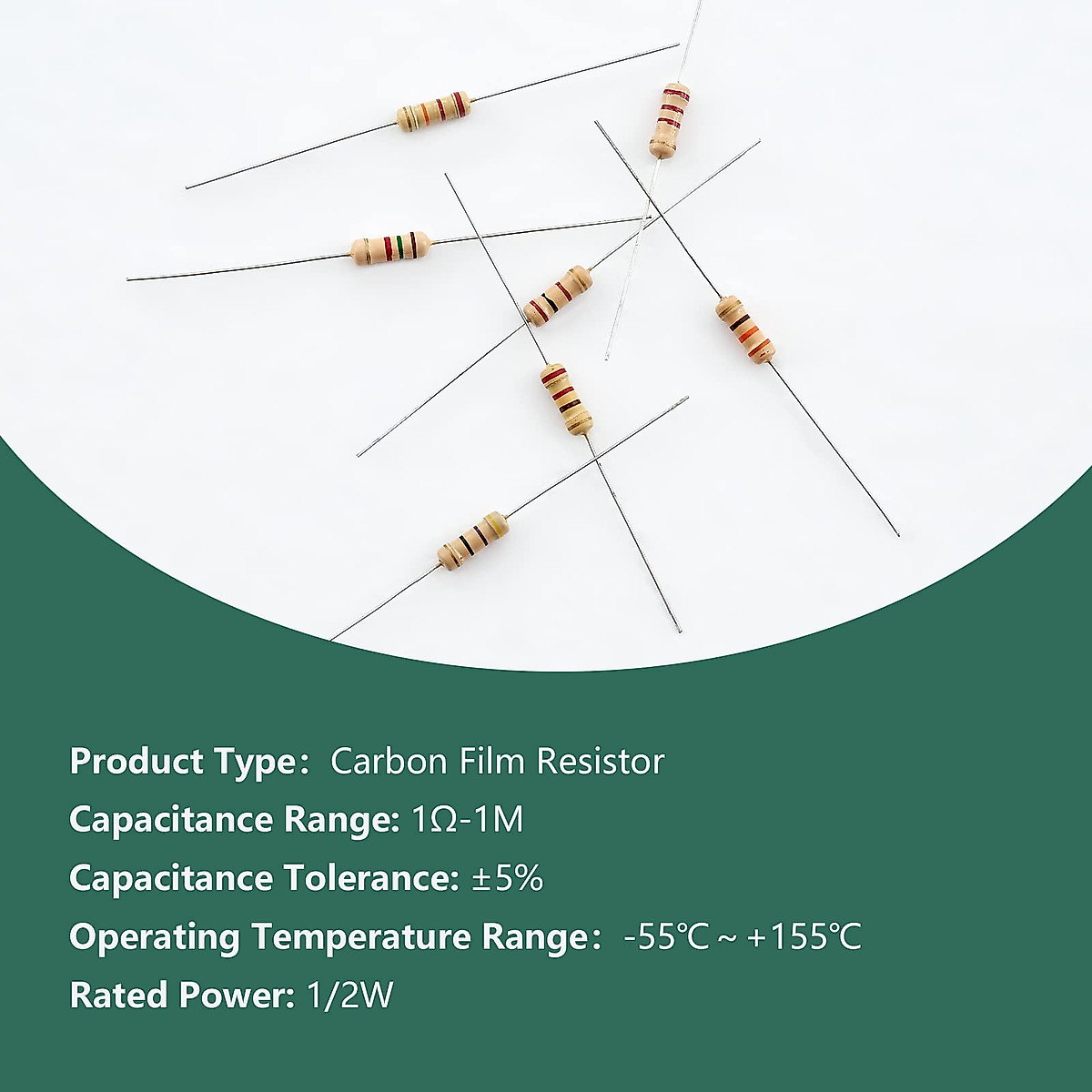 Uiusaur 500pcs 25 Value Carbon Film Resistors Assortment Kit 1 Ohm-1M Ohm with 5% 1/2W for Industrial Electrical and Arduino， TV, LCD Monitor, Radio, Stereo, Game, Refrigerator, Water Heater, etc.