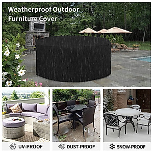 Easy-Going 600D Heavy Duty Round Patio Furniture Cover, Outdoor Table and Chair Set Cover, Waterproof Outdoor Sectional Furniture Set Cover (62" DIAx 28" H, Black)