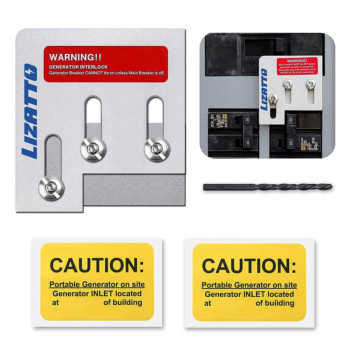 Generator Interlock Kit Compatible with Square D QO or Homeline 150 or 200 amp Panels. 1 3/8 inches Spacing Between Main and Generator Breaker