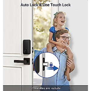 Veise Fingerprint Door Lock Set, Keyless Entry Door Lock, Front Door Handle Sets, Electronic Keypad Deadbolt with Lever Handle, 2 Keys, Auto Lock, Code Door Lock, Easy Installation, Oil Rubbed Bronze