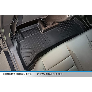 SMARTLINER Custom Fit 2 Row Floor Mats & Cargo Liner Behind 2nd Row (Upper Deck) Set Black Compatible with 2021-2022 Chevrolet Trailblazer (FWD only)