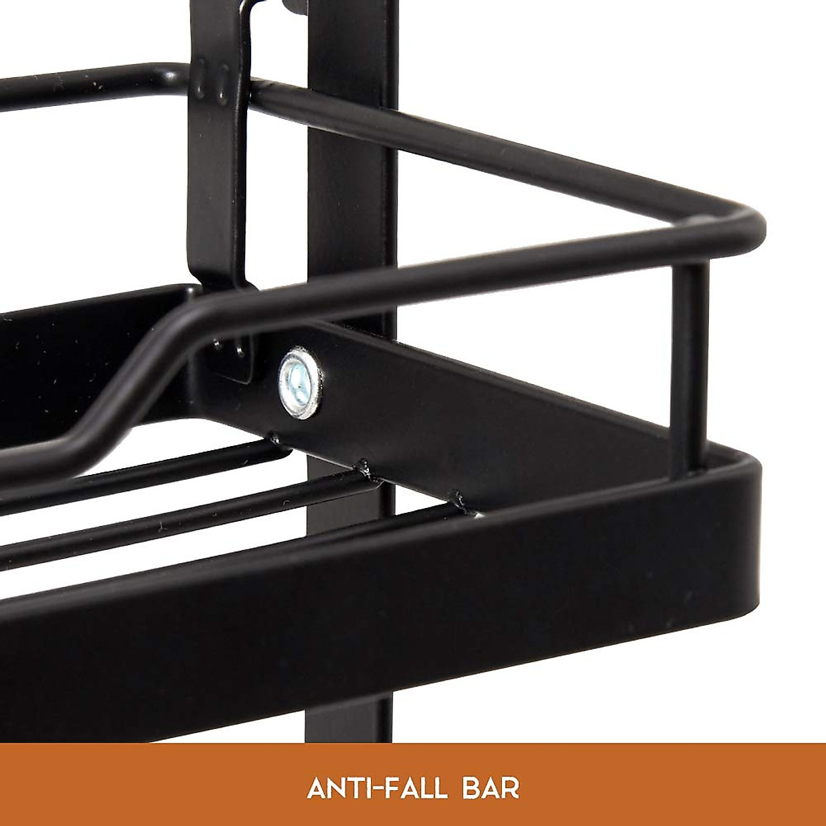 EZOWare Kitchen Wall Mount Utensil Holder Organizer Set, 23.6" Hanging Rail Rod, 2 Tier Foldable Spice Rack and 5 S Hooks for Hanging Spices, Condiments Pots, Pans, Lids, Utensils - Black