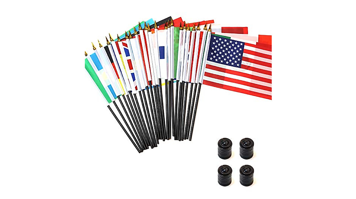 ANLEY 24 Countries Deluxe Desk Flags Set - Mini Flags