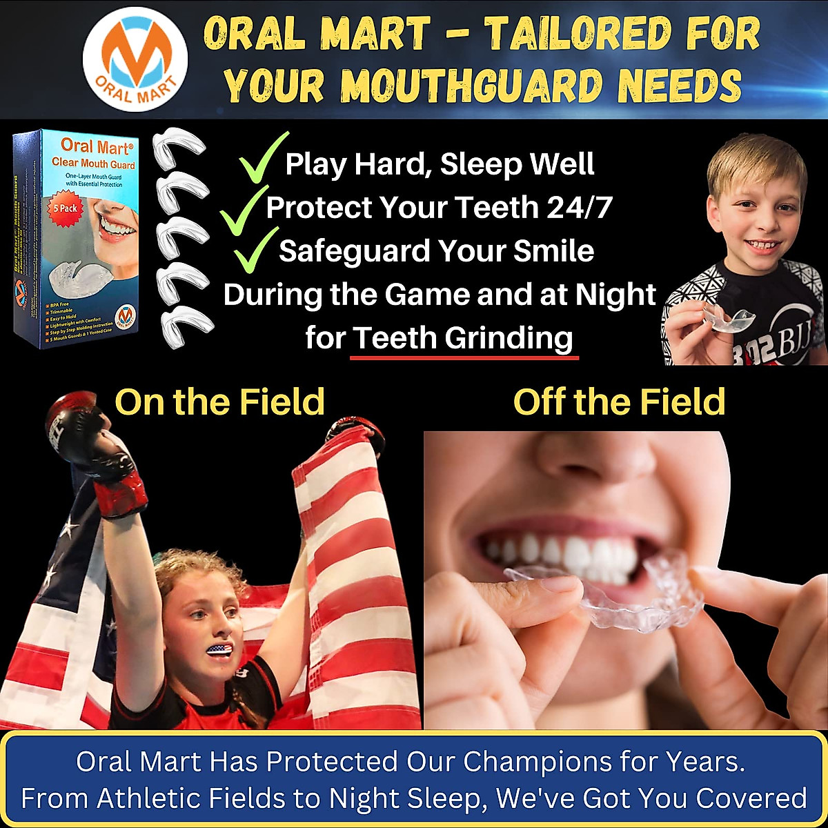 Mouth Guard for Grinding Teeth at Night for Kids - Pack of 5 Clear Kids Mouth Guards for Grinding Teeth - Anti Grinding Teeth Protector for Sleep - Night Guard for Clenching Teeth (5 Pack, Youth Size)