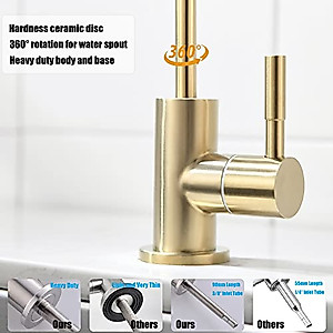 Havin Gold Drinking Water Faucet,Brushed Gold Reverse Osmosis Faucet,Water Filter Faucet for Kitchen Sink Use,Beverage Faucet,Lead-Free Stainless Steel(Brushed Gold)