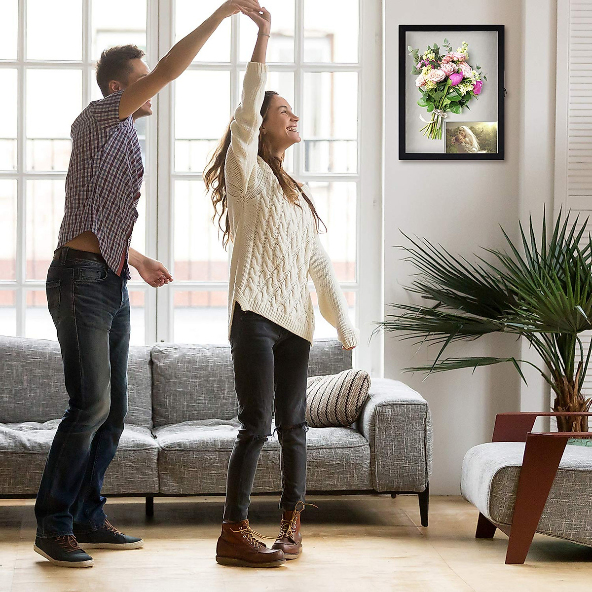 TJ.MOREE Flowers Shadow Box Display Case 13 x 16 Large Shadow Box Picture Frame with Glass Wedding Bouquet Memorabilia Medals Photos Memory Box