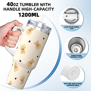 Teddy Bears Hearts 40oz Tumbler With Handle And Straw Insulated Tumblers Leak Proof Double Walled Stainless Steel Travel Mug pattern73