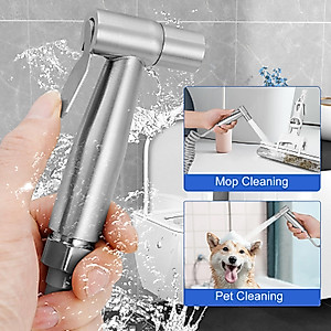Handheld Bidet Sprayer for Toilet, Stainless Steel Jet Sprayer for Toilet, Toilet Attachment Set for Muslim Shower, Cloth Diaper, Toilet Sprayer with Bidet Hose for Feminine Wash