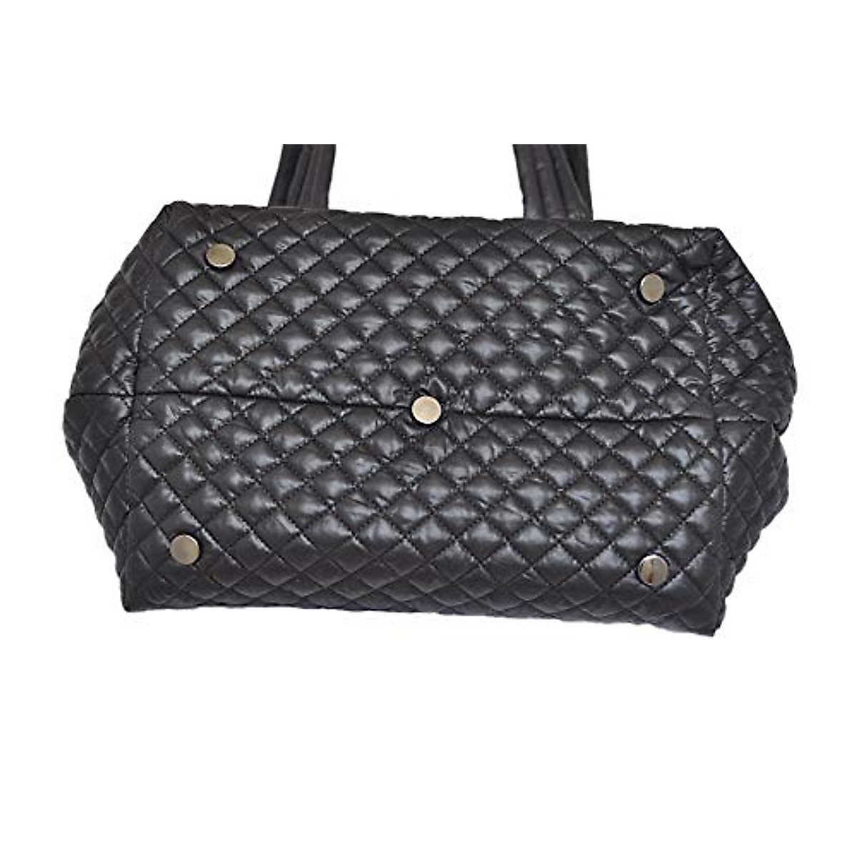 CLARANY Comfortable Lightweight Large Quilted Zipper Tote with Pouch water repellent Black