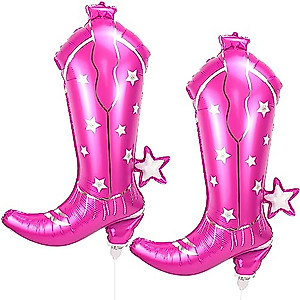 Cowgirl Boot Balloons 2 Pcs,Western Cowgirl Party Decorations,34Inches Pink Cowgirl Boots Foil Balloon For Last Rodeo Party,Disco Cowgirl Birthday Decorations & Country Party Supplies