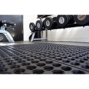 Envelor Interlocking Rubber Floor Mat for Restaurant Kitchen Floor Anti Fatigue Bar Door Mat Non-Slip Indoor Outdoor Shower Pool Drainage, Durable Garage Flooring 36 x 36 Inch