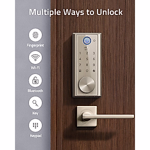 eufy Security S230 Smart Lock Touch & Wi-Fi, Fingerprint Scan, Keyless Entry Door Lock, Smart Built-in Wi-Fi Lock, Bluetooth Electronic Deadbolt, Touchscreen Keypad, BHMA Certified, IP65 Weatherproof