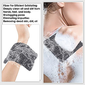 Sibba 1 Piece Exfoliating Body Scrubber Shower Wash Black Cloths Loofah Net Back Bath Exfoliator Washer Towel Skin Care Tool Scrub Face Washcloths Men Women