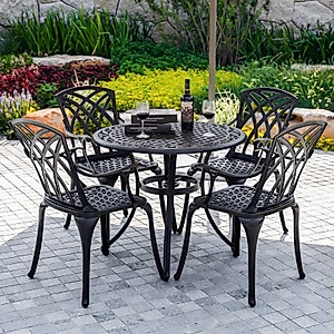 Withniture Outdoor Patio Chairs Set of 2,Outdoor Dining Chairs with Arms,Cast Aluminum Patio Chairs,All Weather Bistro Chair for Front Porch Set,Lawn,Garden,Backyard(Bronze)