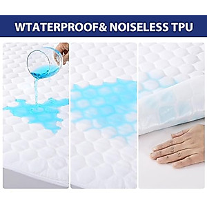 HYMOKEGE Quilted Waterproof Mattress Protector, Mattress Cover Twin Size Bed Breathable, Noiseless Bed Pad Cover with Deep Pocket, Fitted 5-21" Deep