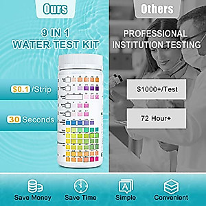 Umlecoa 9 in 1 Aquarium Test Kit for Freshwater and Saltwater - 125 Aquarium Test Strips with Test Tube & Thermometer - Fast & Accurate Water Testing Strips for Aquarium/Pond/Pool