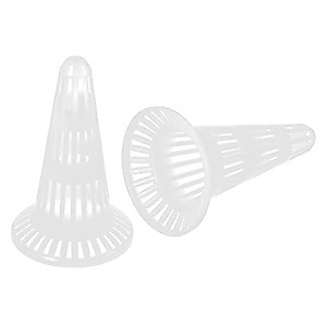 M METERXITY 5 Pack Plant Pot Hole Mesh Pads - Cone Shape Bonsai Flowerpot Drainage Grid Screen Apply to Outdoor/Garden (115x74mm, White)