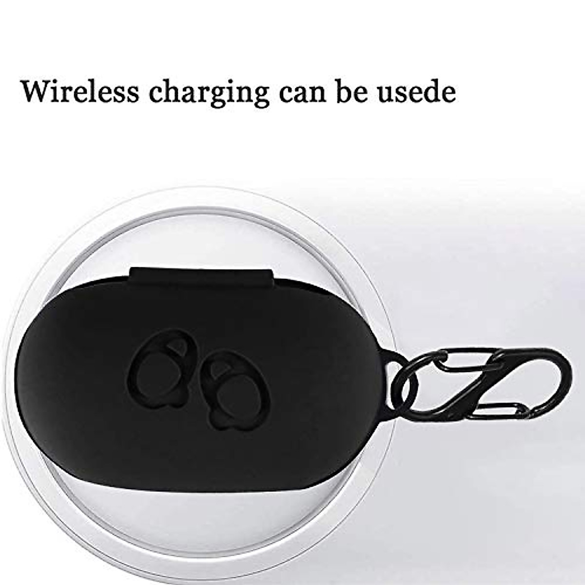 Haotop Case Cover Compatible with Galaxy Buds 2019/Buds+ Plus 2020,Soft Silicone Anti-Lost Earphone Full Protective Cover with Carabiner (Black)