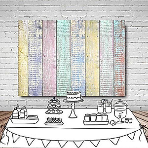 LYWYGG 7x5ft Colorful Rustic Wood Fence Wall Texture Easter Photography Backdrops Paint Child Baby Shower Birthday Party Background CP-146