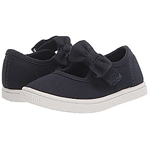 The Children's Place,baby-girls,Slip on Sneakers,Uniform Bow Strap Canvas Sneakers,Navy,10 Toddler