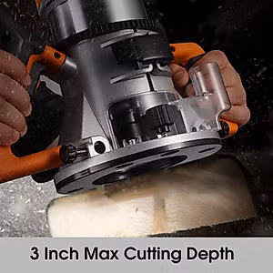 PTOOL 3.25HP/15A Fixed Base Router, Soft Start, 6 Variable Speed from 10000 to 21000RPM, Precise Depth Adjustment, 1/2" Collet, 4.2" Diameter, 3-1/4 HP Industrial Router, Model PT-001