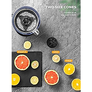 AIHEAL Electric Citrus Juicer Squeezer, Oranges Juicer with Rubber Handle and Two Size Cones, 160W Silent Motor Juice Squeezer for Orange, Lemon and Grapefruit