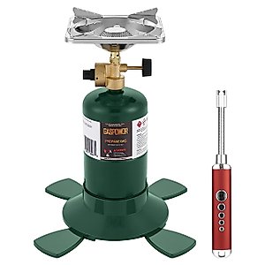 Camping Propane Stove, Single Burner Propane Stove, Portable Bottletop Backpacking Stove,10000BTU Camp Gas Stove kit for Outdoor Cooking, include a USB Windproof Ligther (Fuel not included)