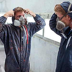 INCLY Respirator Half Face Cover For Chemicals & Paint with Goggles and Asbestos, Safe Breathing For Against Dust, Organic Vapors, Gas, Smoke, Fire, Painting, Sanding