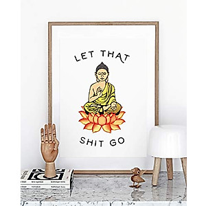 Let That Shit Go Art Print Set Of 1 (12”X16”） Zen Printing Yoga Room Decoration Canvas Buddhist Prints Wall Pictures For Room Home Decor,No Frame