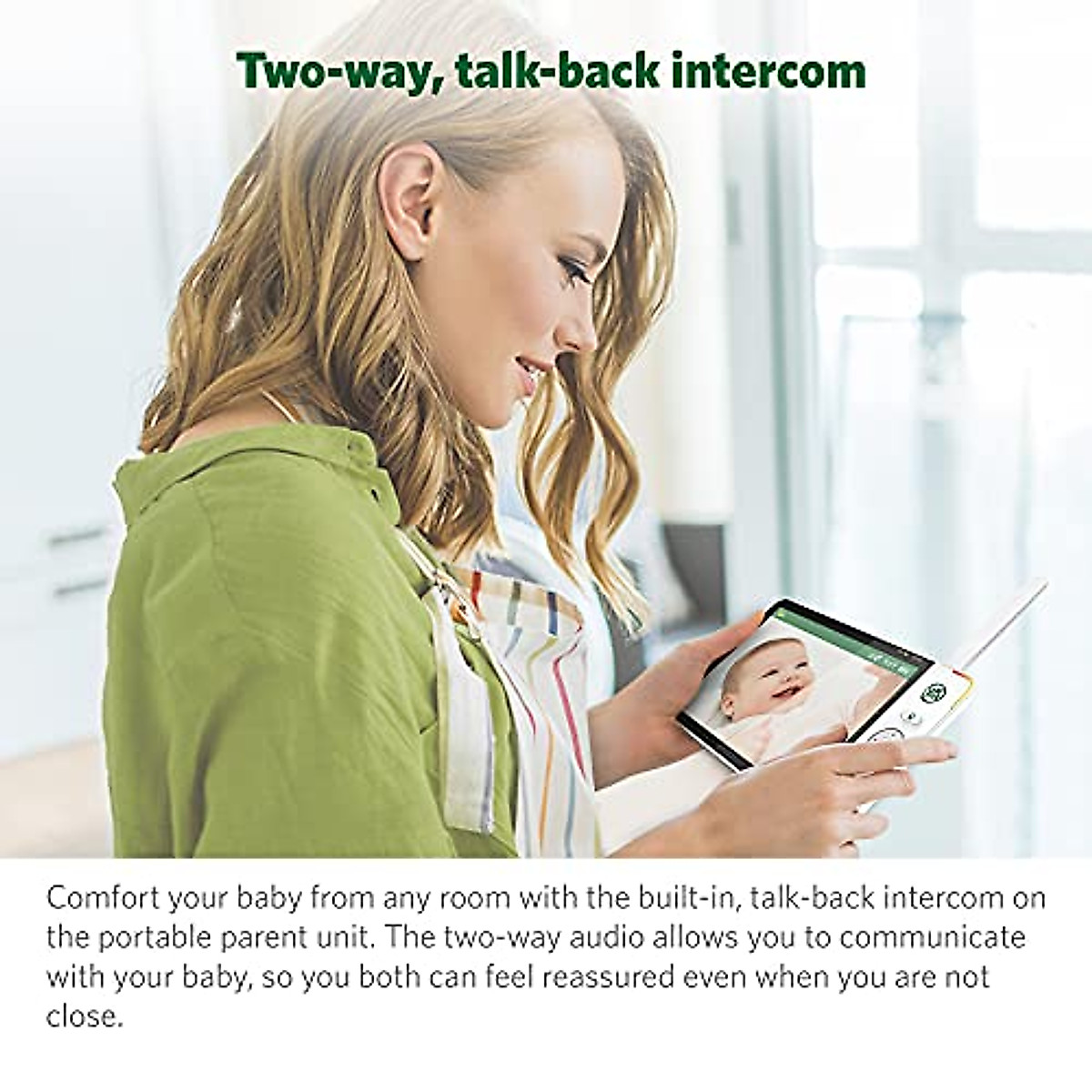 LeapFrog LF915HD Baby Monitor, 5” 720p Screen, 360° Pan & Tilt with 8X Zoom Camera, Color Night Vision, Night Light, Two-Way Intercom, Secure Transmission No WiFi