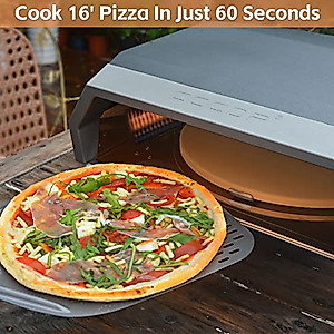 CCCDF 16 Pizza Oven Outdoor - Gas Pizza Oven Rotating - Portable Pizza Ovens for Outside Kitchen - Pizza Maker Oven Backyard Stone Brick Grill with Peel,Cutter,Clip,Thermometer and Carry Cover