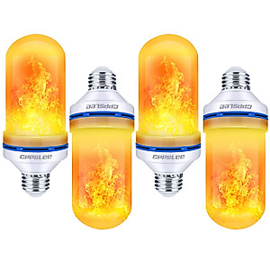 CPPSLEE LED Flame Light Bulbs, 4 Modes Fire Light Bulbs, E26 Base Flame Bulb, Holiday Decorations Outdoor Indoor Home, Lights Bulbs (Yellow, 4 Pack)
