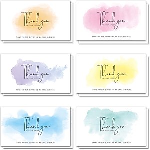 240 Pieces Watercolor Thank You for Supporting My Small Business Cards,6 Styles Small Customer Appreciation Card Colorful Thank You Business Card for Shop Online Retailer and Local Stores(240 Pieces)