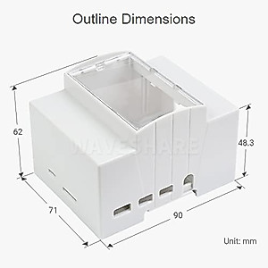 Waveshare DIN Rail ABS Case for Raspberry Pi 4 Large Inner Space Injection Moduling