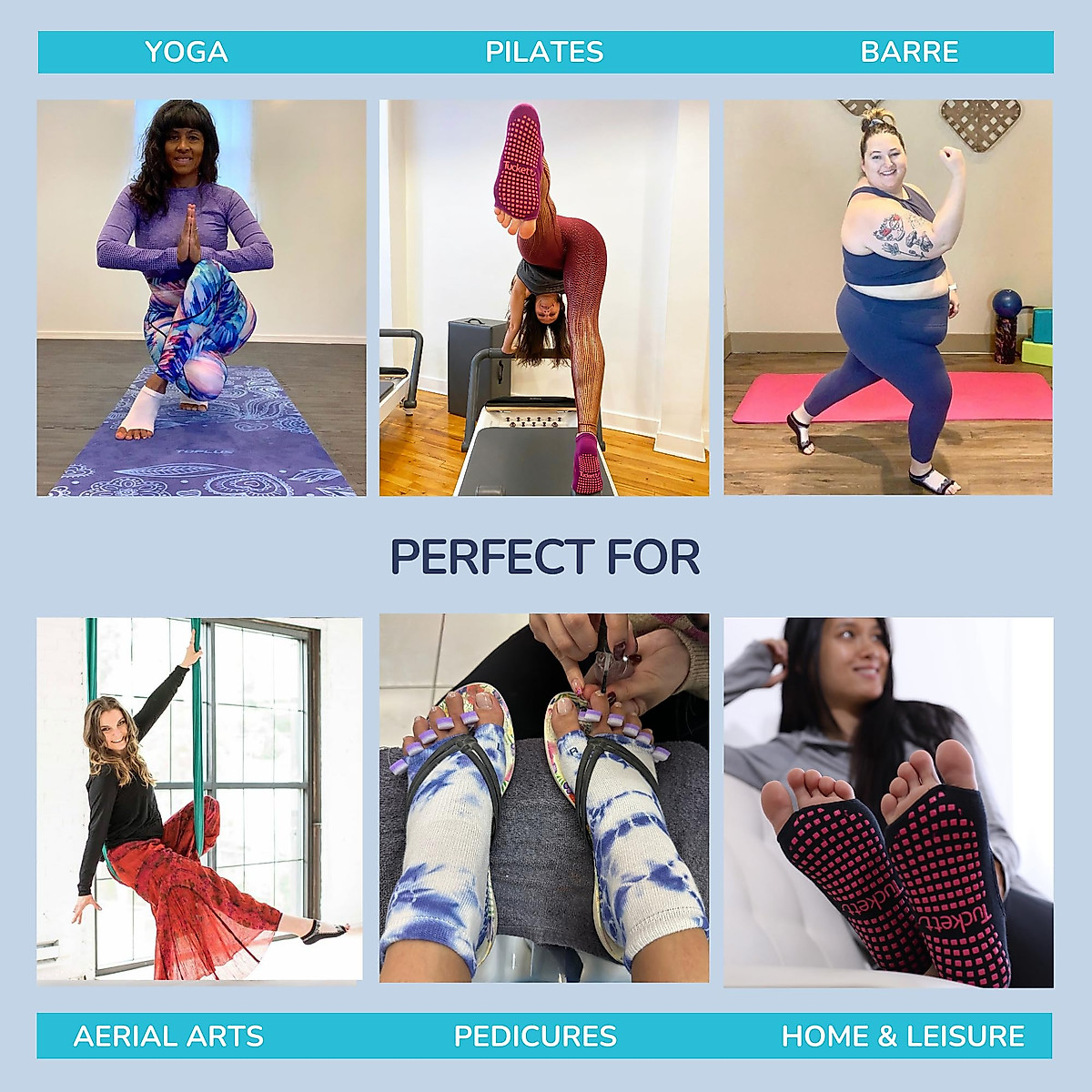 Tucketts Flow Toeless Non-Slip Grip Socks - Anti Skid Yoga, Barre, Pilates, Home & Leisure, Pedicure - S/M - 1 pair Mauve Pique