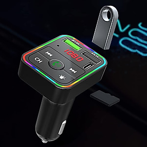 Bluetooth Car Adapter, Fm Transmitter Bluetooth, Wireless Modulator with Led Display Car Kit, Fast Car Charger & USB C Port, MP3 Player Radio Kit for Car Stereo, 12V Cigarette Lighter Adapter