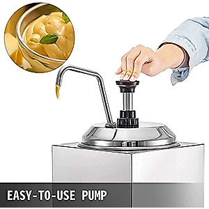 ANSNAL Cheese Dispenser with Heated Pump,2.5L Commercial Hot Fudge Warmer,800W Stainless Steel Sauce Warmer Pump Dispenser,for Hot Fudge Cheese Caramel,Temperature Control 30℃-110℃