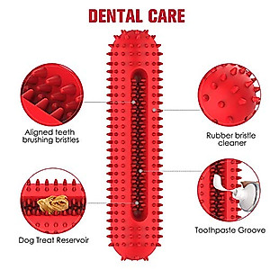 petizer Dog Squeaky Toys for Aggressive Chewers, Tough Toothbrush Dog Chew Toy, Nearly Indestructible Rubber Toys for Pet Training, Teeth Cleaning, Playing and Chewing for Medium & Large Breeds