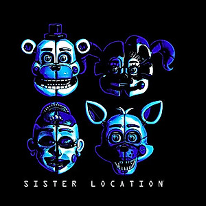 Five Nights at Freddy's Sister Location Shadow Faces Boy's Black T-Shirt-X-Large