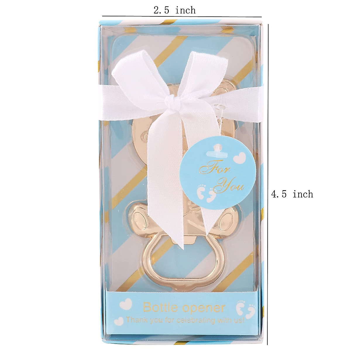 24 Pack Bear Bottle Opener Baby Shower Favors for Guest, Metal Beer Bottle Opener for Baby Shower Souvenirs/Decor/Gift Supplies,Baby Shower Party Favor (Blue, 24)