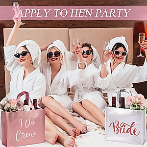 12 Pcs Bridesmaid Gift Bags with I Do Crew Gift Bags Glossy Reusable Grocery Bags for Bridal Gift (Silver, Rose Gold)