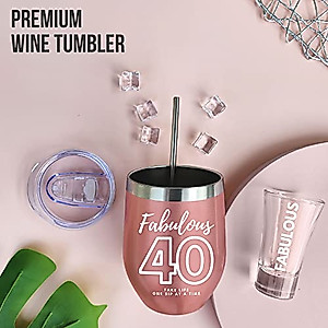 40th Birthday Gifts For Women - 1983 Wine Tumbler & Shot Glass Bday Present Ideas Cheers To 40 Year Old Her, Mom, Grandma, Wife, Sister, Anniversary, Retirement, From Husband Son Daughter Decorations