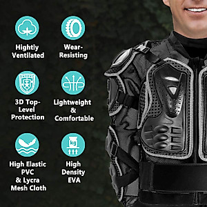 Motorcycle Protective Jacket Full Body Armor Protection Dirt Bike Gear ATV Protective Safety Gear Riding Racing Armor Motocross Protector Jacket Men Women For Off-Road Motorbike Cycling Skiing Skating