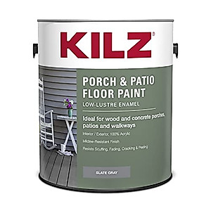 KILZ Low-Lustre Enamel Porch & Patio Latex Floor Paint, Interior/Exterior, Slate Gray, 1 Gallon