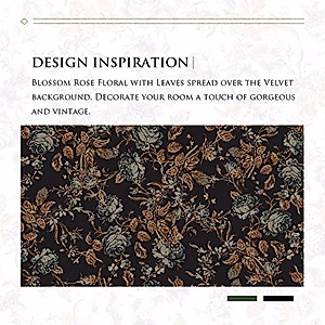 StangH Black Velvet Curtains 84 inches Long - Printed Floral Design Home Decoration Luxury Thermal Insulated Blackout Window Treatment Set for Living Room, 52x84-inch, 2 Panels