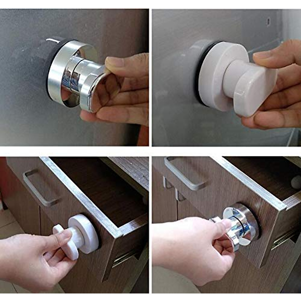 WANLIAN-Powerful Suction Cup Glass Mirror Door Handle, Refrigerator Drawer Bathroom Suction Cup Wall handrail, Bathtub Shower Handle Kitchen Drawer Cabinet Handle Suction Cup (Silver Trumpet)