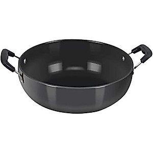 Satre Online And Marketing Hindalco Aluminium Kadai Size No-13 No.,Aluminium Kadai,3 mm, Aluminium Kadai, Kadhai Pan, Frying Pan, Black