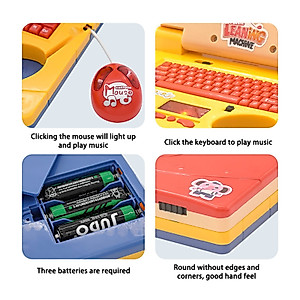 LBEC Kids Learning Laptop, Play Laptop Computer Electronic Educational Learning Computer Simulation Music Preschool Learning Toys with Retractable Mouse for Early Learning, Yellow (LBEC34ump51qf0-11)