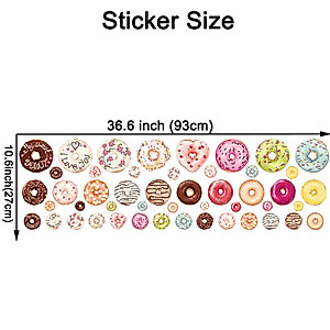Maydahui 4 Sheet (48 Counts) Donuts Wall Decal Dessert Wall Stickers 11 inch Kawaii Food Decor Nursery Christmas Home Decorations