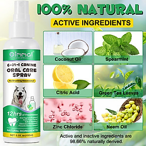 Oral Care Spray for Dogs, Pet Breath Dental Care Spray with Natural Ingredients, Dog Breath Freshener for Bad Breath, Plaque and Tartar, Pet Health Supplies Teeth Treatment Spray - 5.1 Fl Oz / 150ml